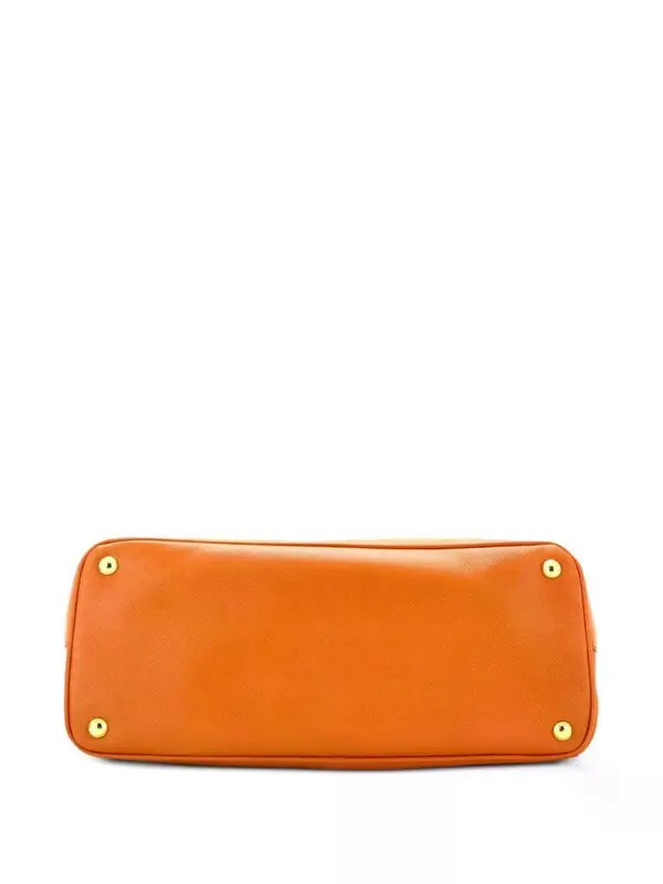 Prada Lux Saffiano Leather Double Zip Tote Bag - Orange