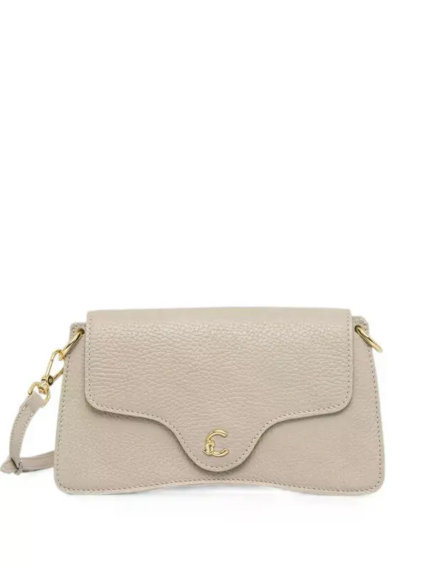 COCCINELLE Mini C-me Logo-plaque Pebbled-leather Shoulder Bag - Neutrals