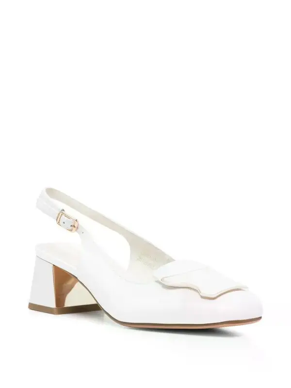 LINDA BAUMANN Slingback Pumps With Buckle Detail - White