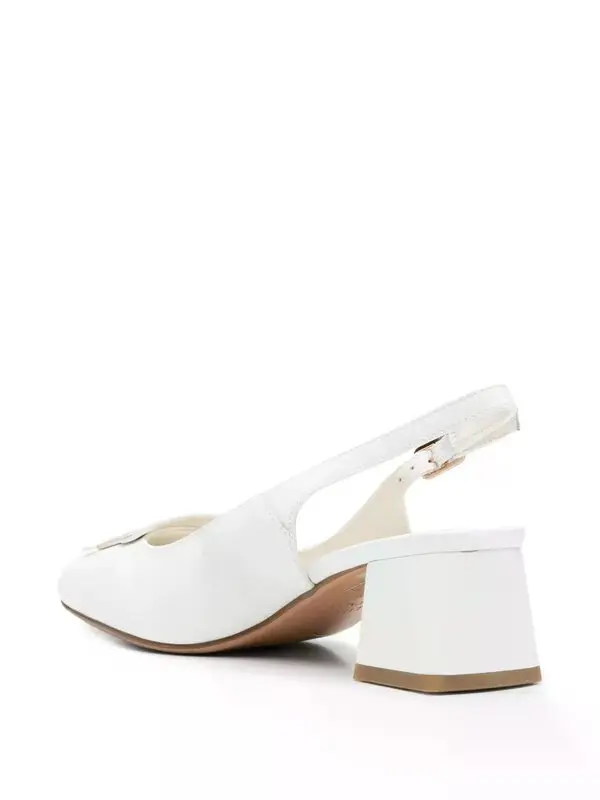 LINDA BAUMANN Slingback Pumps With Buckle Detail - White