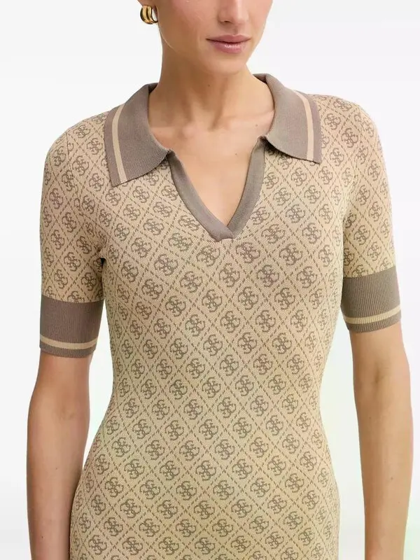 Guess Monogram Detail Short Sleeve Mini Dress