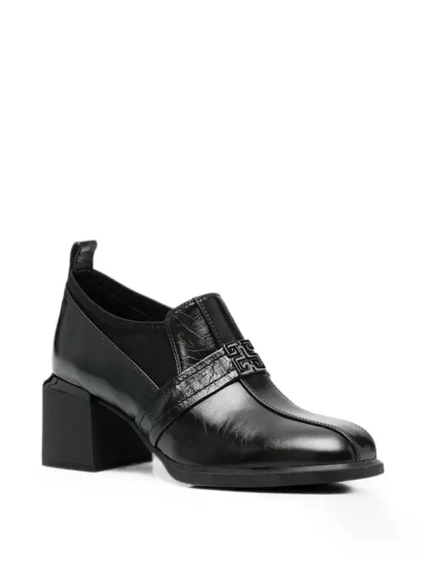 LINDA BAUMANN Logo Plaque Block Heel Pumps