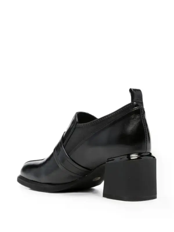 LINDA BAUMANN Logo Plaque Block Heel Pumps