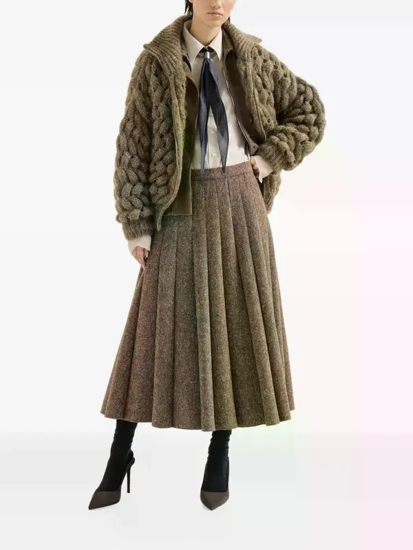 Brunello Cucinelli Donegal Virgin Wool Pleated Skirt