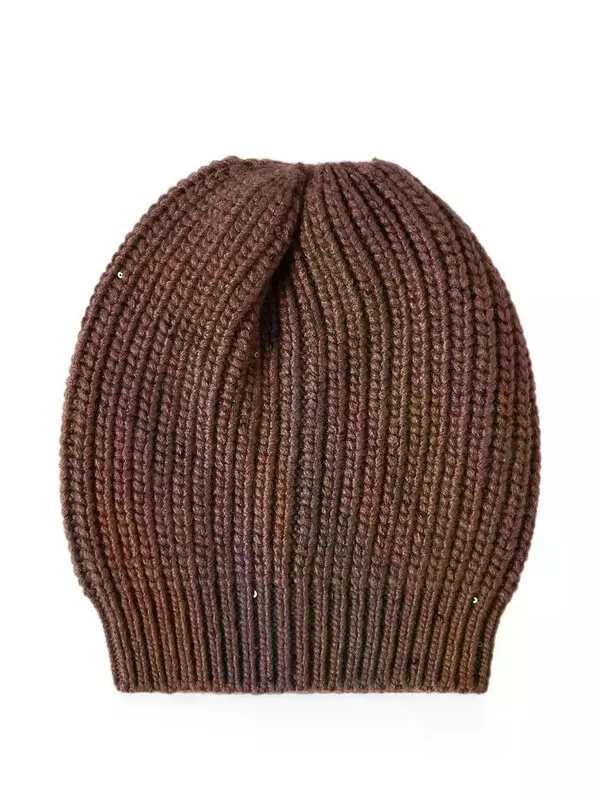 Brunello Cucinelli Cashmere And Silk Diamond-yarn Knit Beanie - Brown