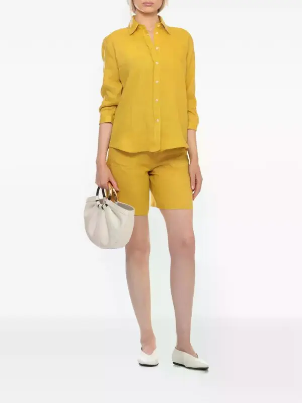 EMME Button-up Three-quarter-sleeved Shirt - Yellow
