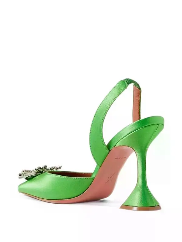 Amina Muaddi Begum Crystal-embellished Slingback Pumps - Green