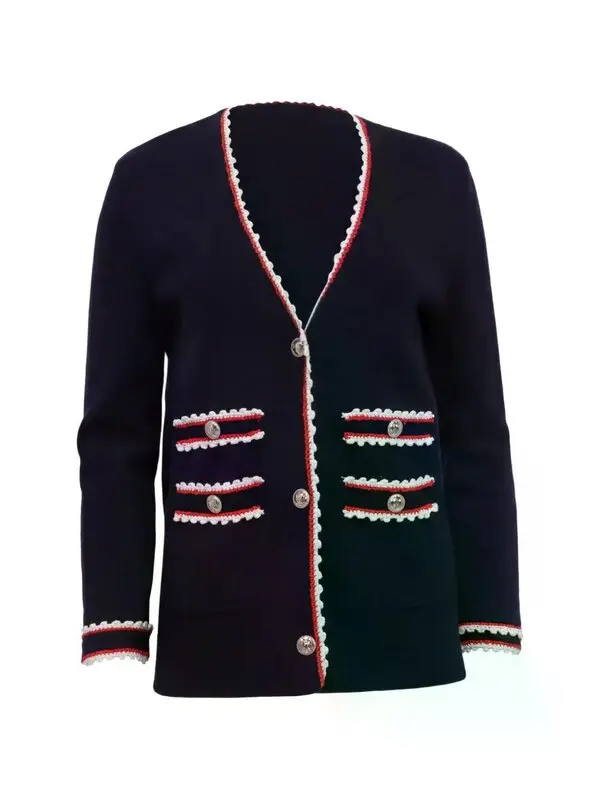 Maje Moulinette Contrast-trim Cardigan - Blue