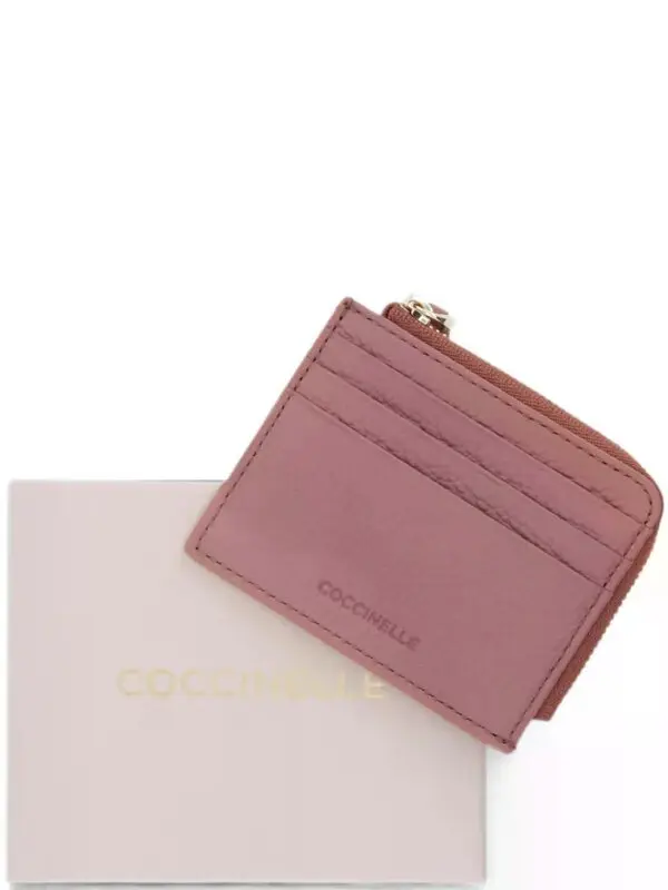 COCCINELLE Small Tassel Pebbled-leather Cardholder - Pink