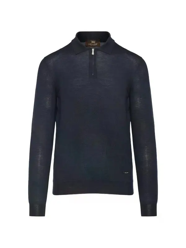 MANDELLI Half-zip Polo Sweater - Blue