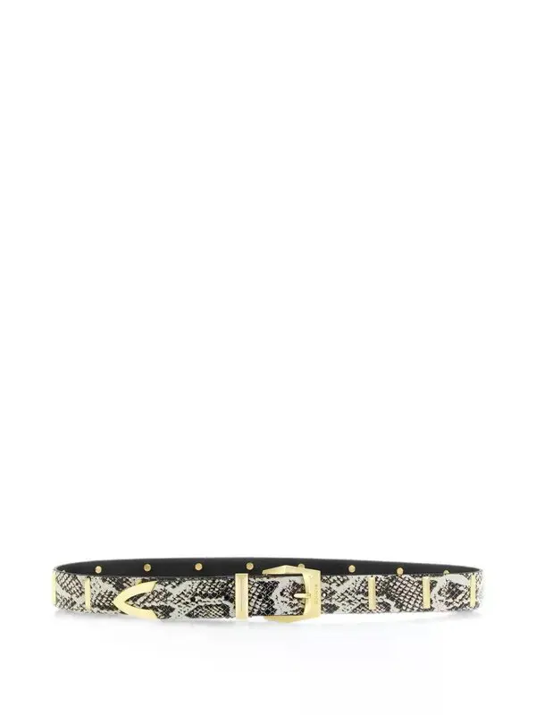 Pinko Python-effect Studded Belt - Neutrals