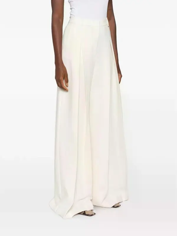 NISSA Cream Pleated Palazzo Pants - Neutrals