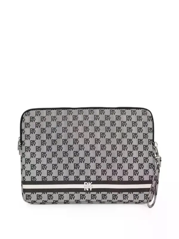 Dkny Logo-print Striped Laptop Bag - Grey