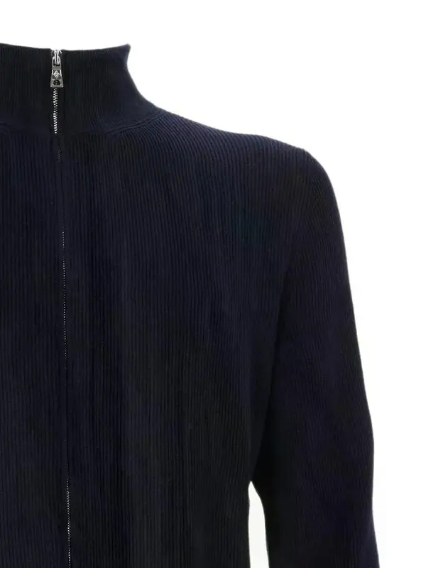 BALLANTYNE Ribbed Knit Zip-up Cardigan
