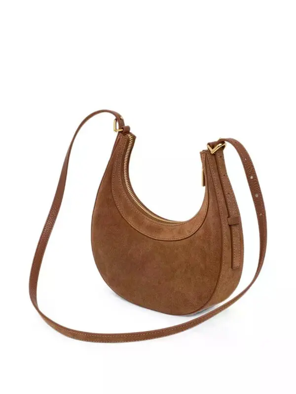 COCCINELLE Mini Whisper Suede Crescent Shoulder Bag - Brown
