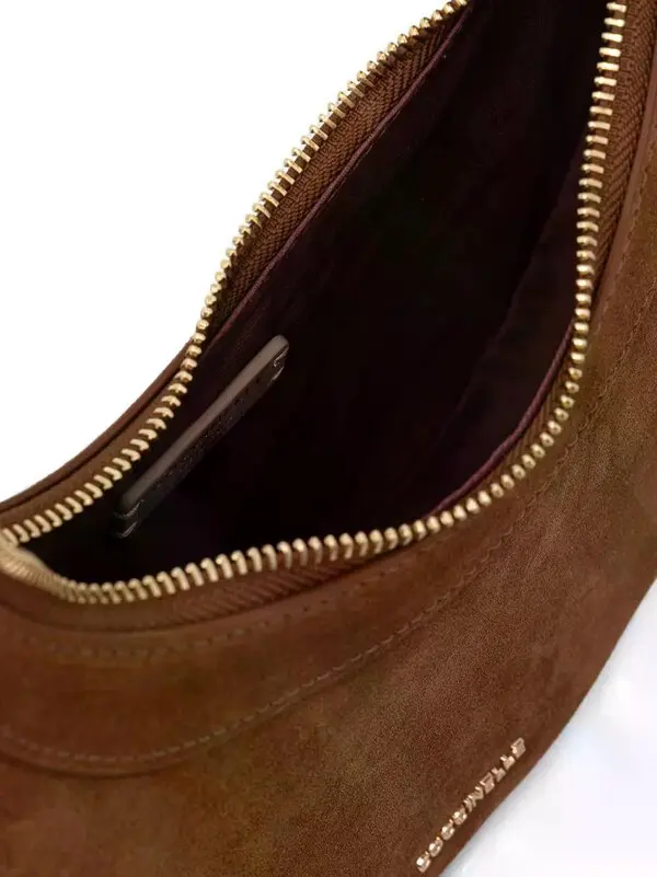COCCINELLE Mini Whisper Suede Crescent Shoulder Bag - Brown