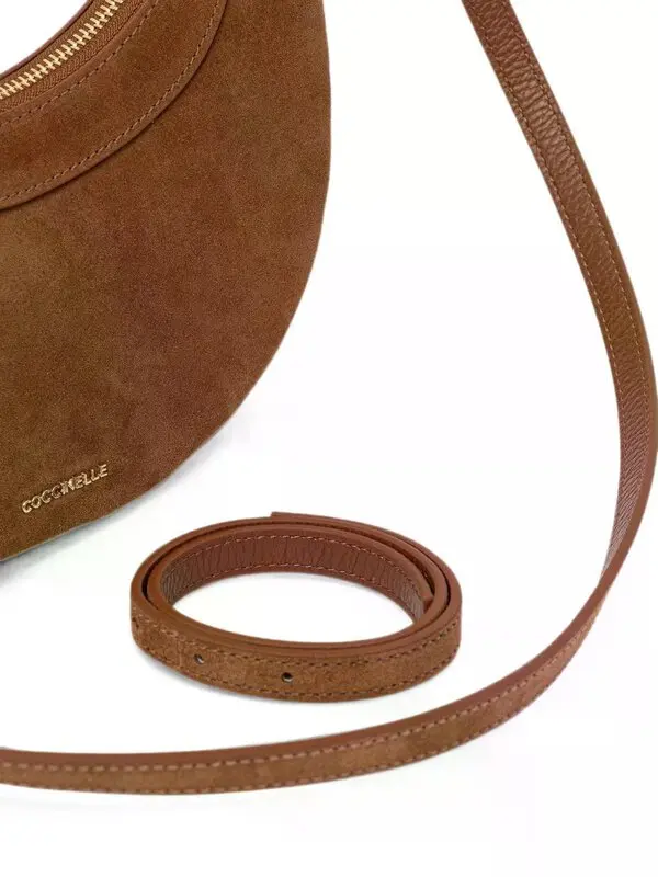 COCCINELLE Mini Whisper Suede Crescent Shoulder Bag - Brown