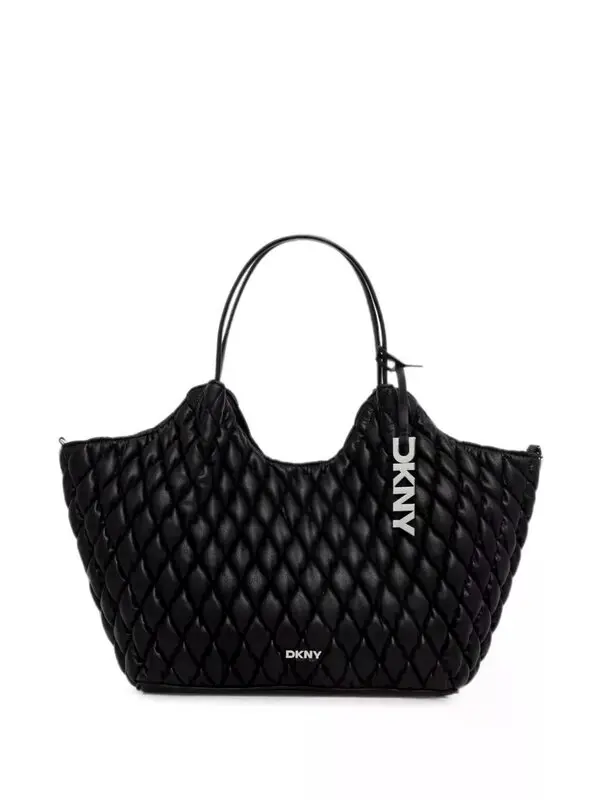 Dkny Paula Quilted Logo-tag Tote Bag - Black