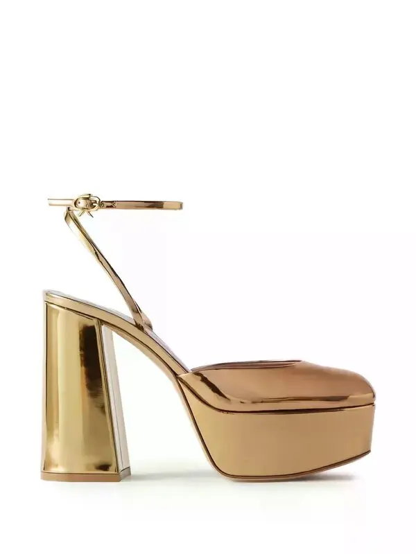 GIANVITO ROSSI Mirrored Leather Pumps - Gold