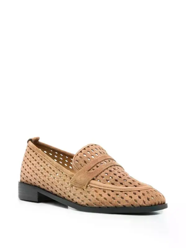 LINDA BAUMANN Woven Leather Loafers - Neutrals