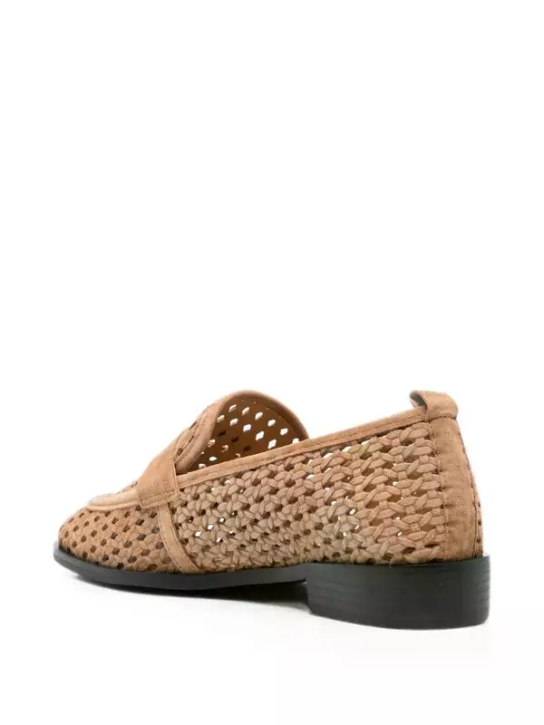 LINDA BAUMANN Woven Leather Loafers