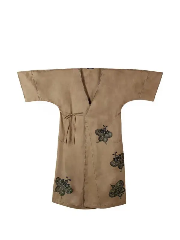 Vita Kin Kyoto Insect Embroidered Linen Dress - Green