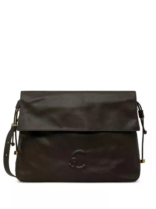 COCCINELLE Embossed-logo Foldover Shoulder Bag - Brown