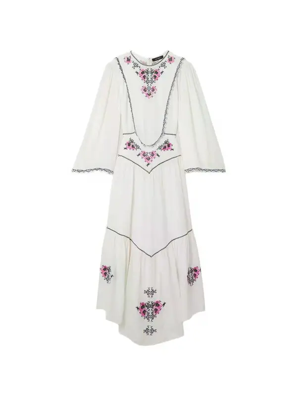 Isabel Marant Étoile Sonia Embroidered Pleated Dress - White