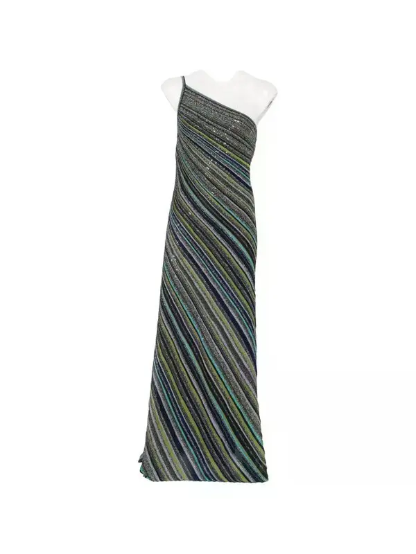 Missoni Sequin-embellished One-shoulder Maxi Dress - Blue