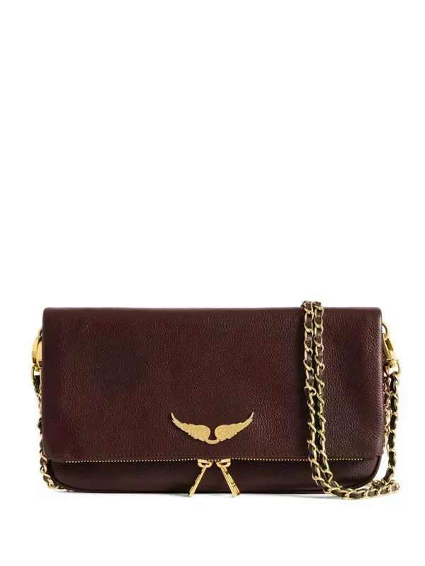 Zadig&Voltaire Rock Grained Leather Clutch Bag - Purple
