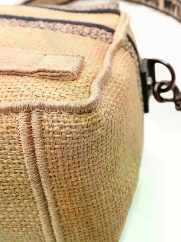 Dior Jute Logo Print Shoulder Bag