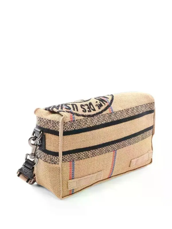 Dior Jute Logo Print Shoulder Bag - Neutrals