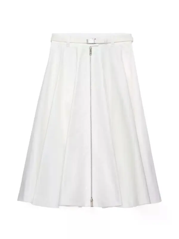 Prada Chino Midi-skirt With Zipper - White