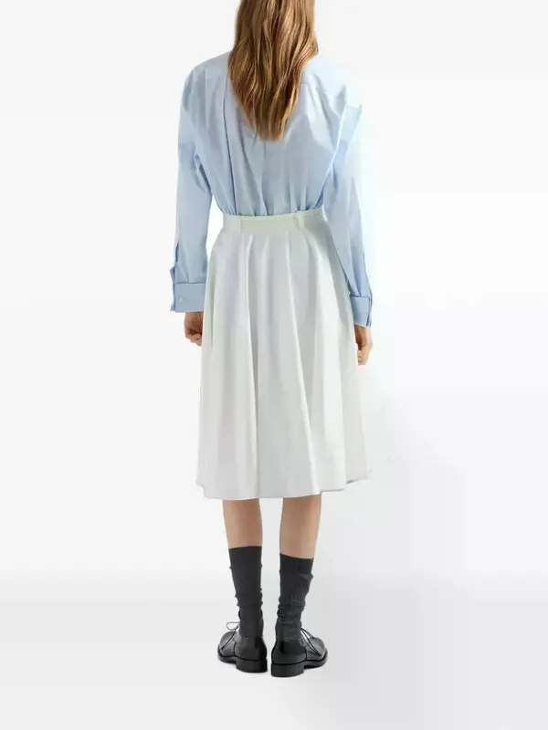 Prada Chino Midi Skirt With Zipper Closure And Buckle Detail