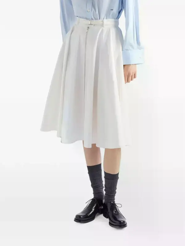 Prada Chino Midi Skirt With Zipper Closure And Buckle Detail