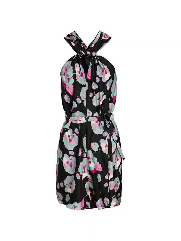 Isabel Marant Étoile Twist-front Floral-print Mini Dress - Black