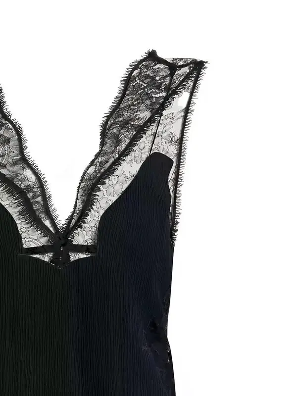 Givenchy Lace-paneled Plissé-crepe Top