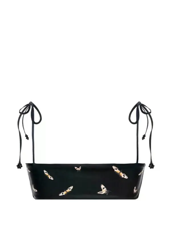 Agua Bendita Primavera Azucar Butterfly-print Bikini Top - Black