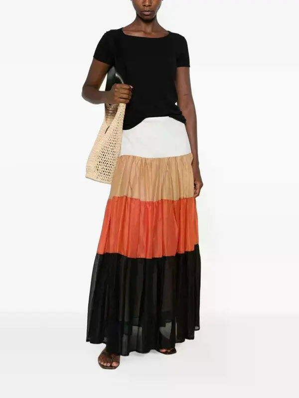 KAOS Colour-block Tiered Maxi Skirt