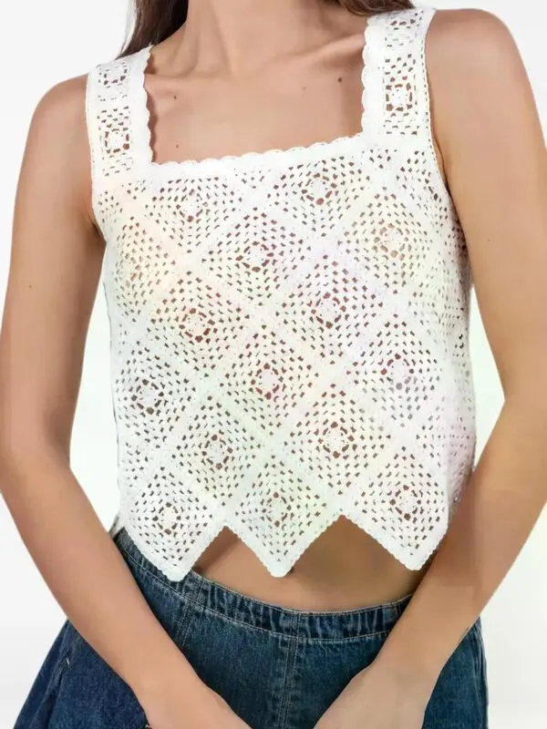 Marella Crochet-knit Scallop-edge Top - White