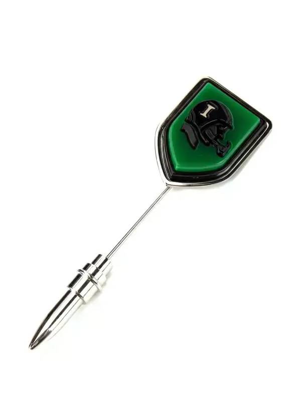 Prada Helmet-motif Shield-plaque Pin - Silver