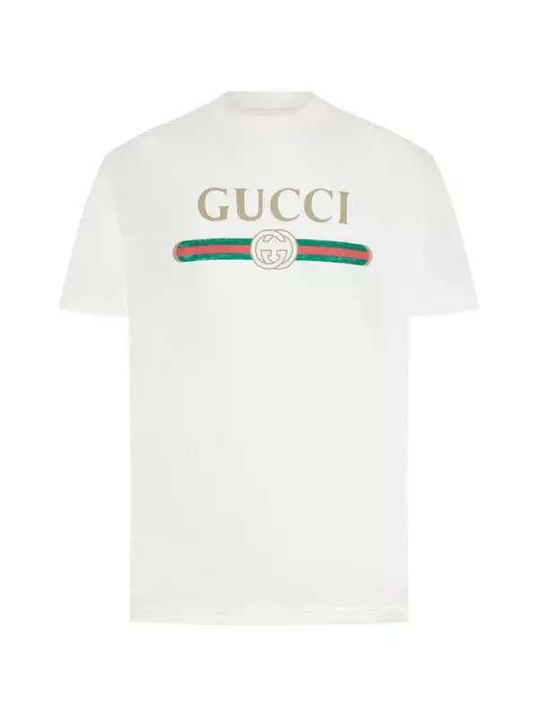 Gucci Interlocking Gg Web-print T-shirt - White