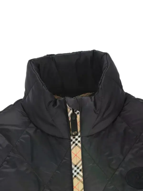 Burberry Diamond-quilted Gilet With Check Trim