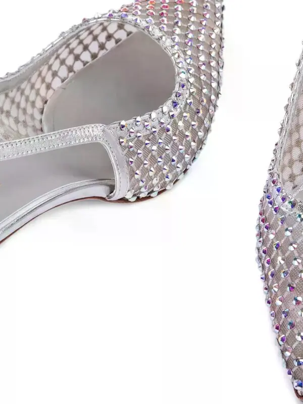LE SILLA Crystal-embellished Mesh Slingback Sandals