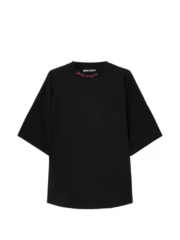 Palm Angels Logo-print Drop-shoulder T-shirt - Black