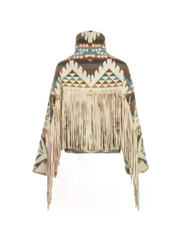 Lindsey Thornburg Archer Fringed Geometric-pattern Jacket - Neutrals