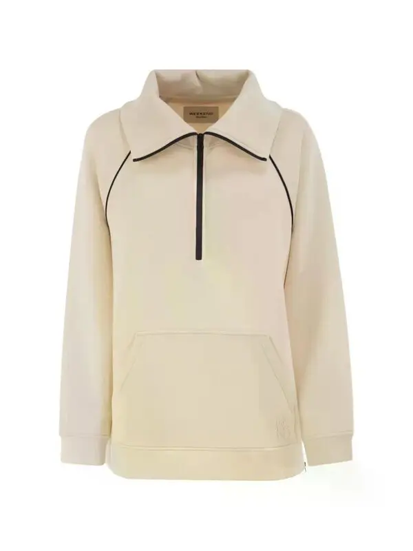Max Mara Ballata Half-zip Contrast-piping Sweatshirt - Neutrals