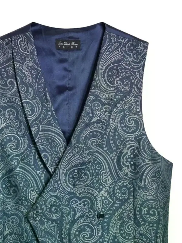 L.B.M. 1911 Paisley-print Double-breasted Waistcoat - Blue