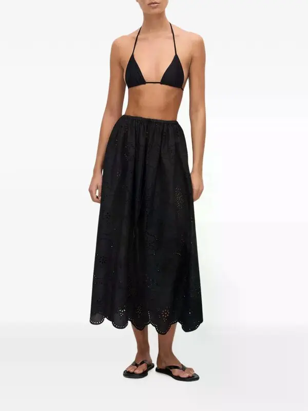 Matteau Broderie Anglaise Scalloped Midi Skirt - Black