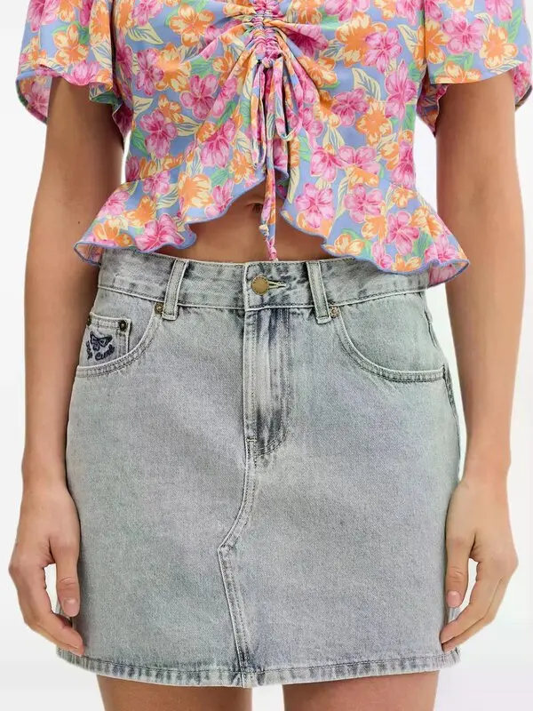 Rip Curl Embroidered Logo Denim Mini Skirt